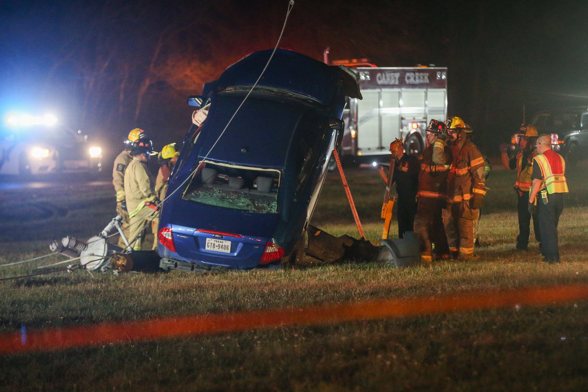 Man rescued from car entangled in power lines near Conroe