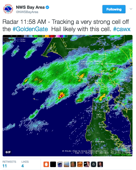 Powerful storm cell forecast to pelt Marin County with hail Tuesday ...
