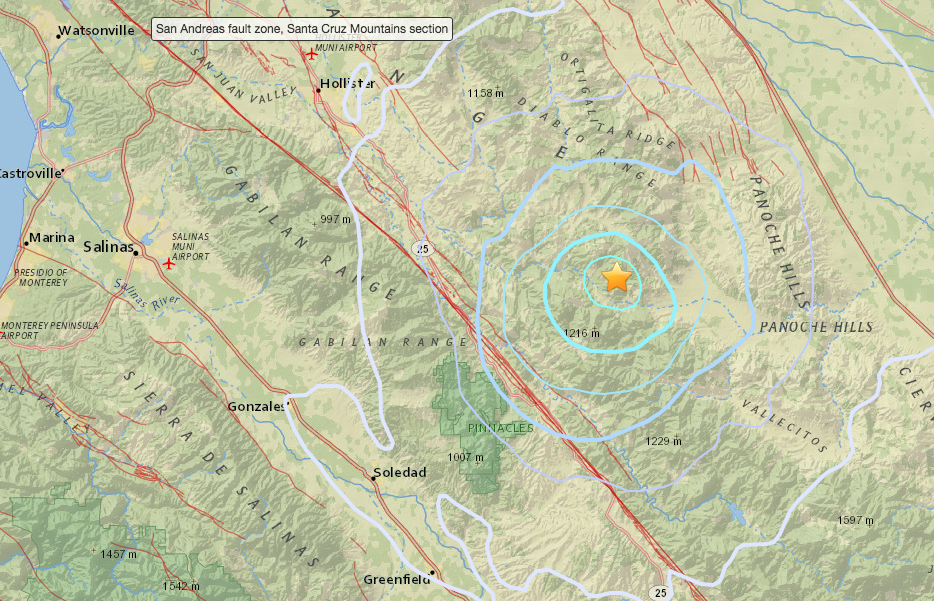 Magnitude 3.3 earthquake strikes near Soledad, California