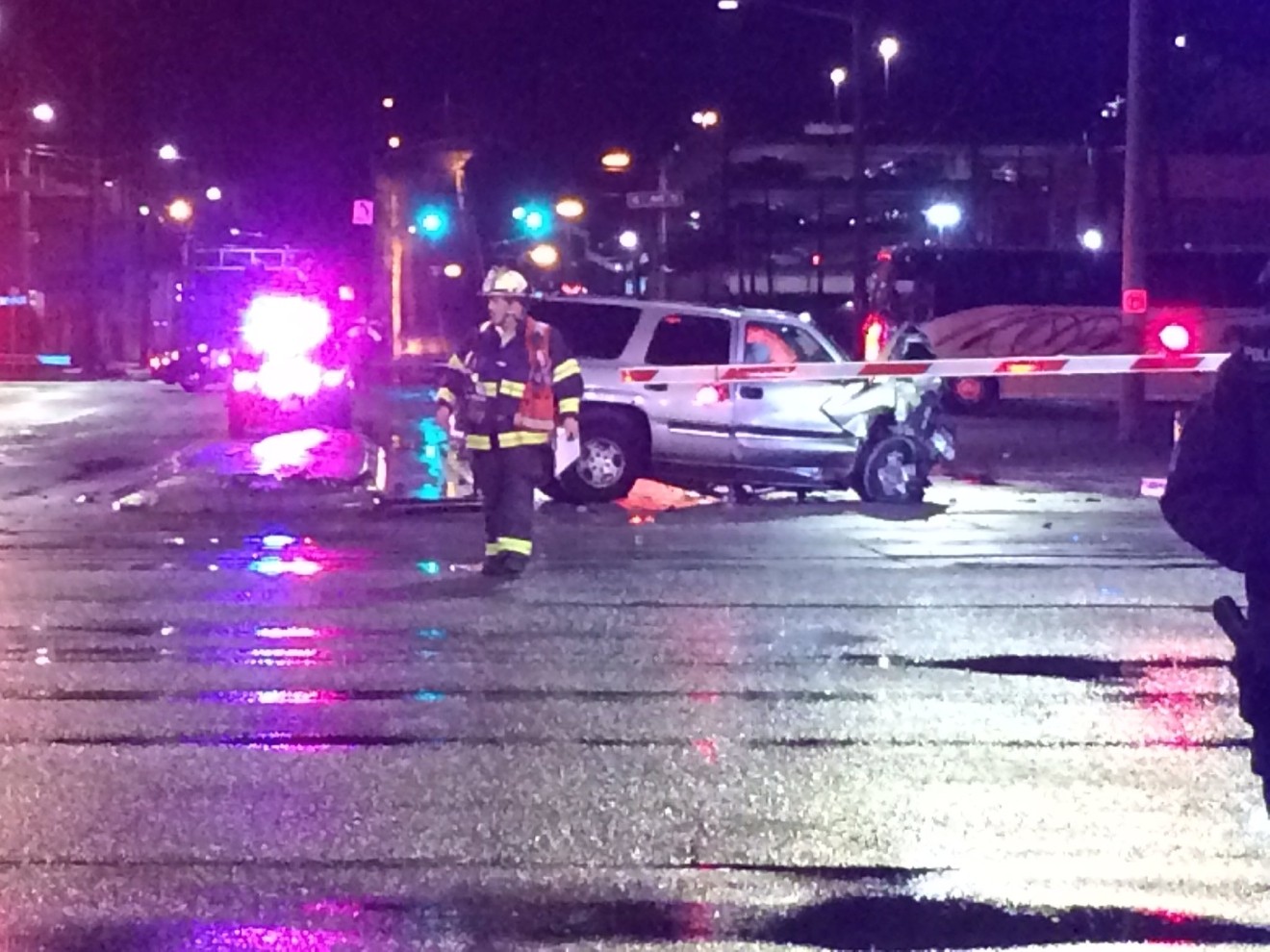 SUV Strikes Light Rail Train In Sodo