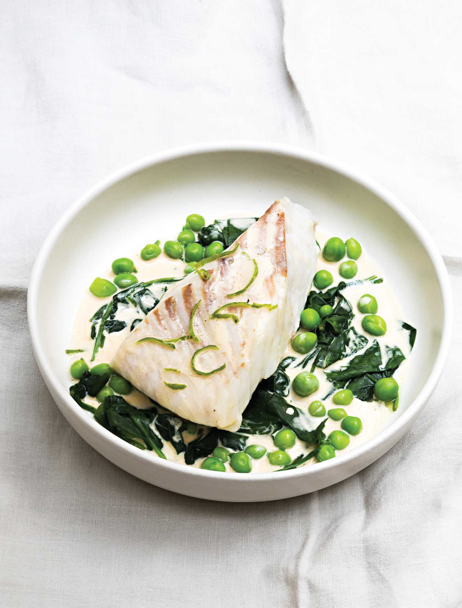 Recipe: Steamed Turbot with Lemongrass, Peas and Baby Spinach