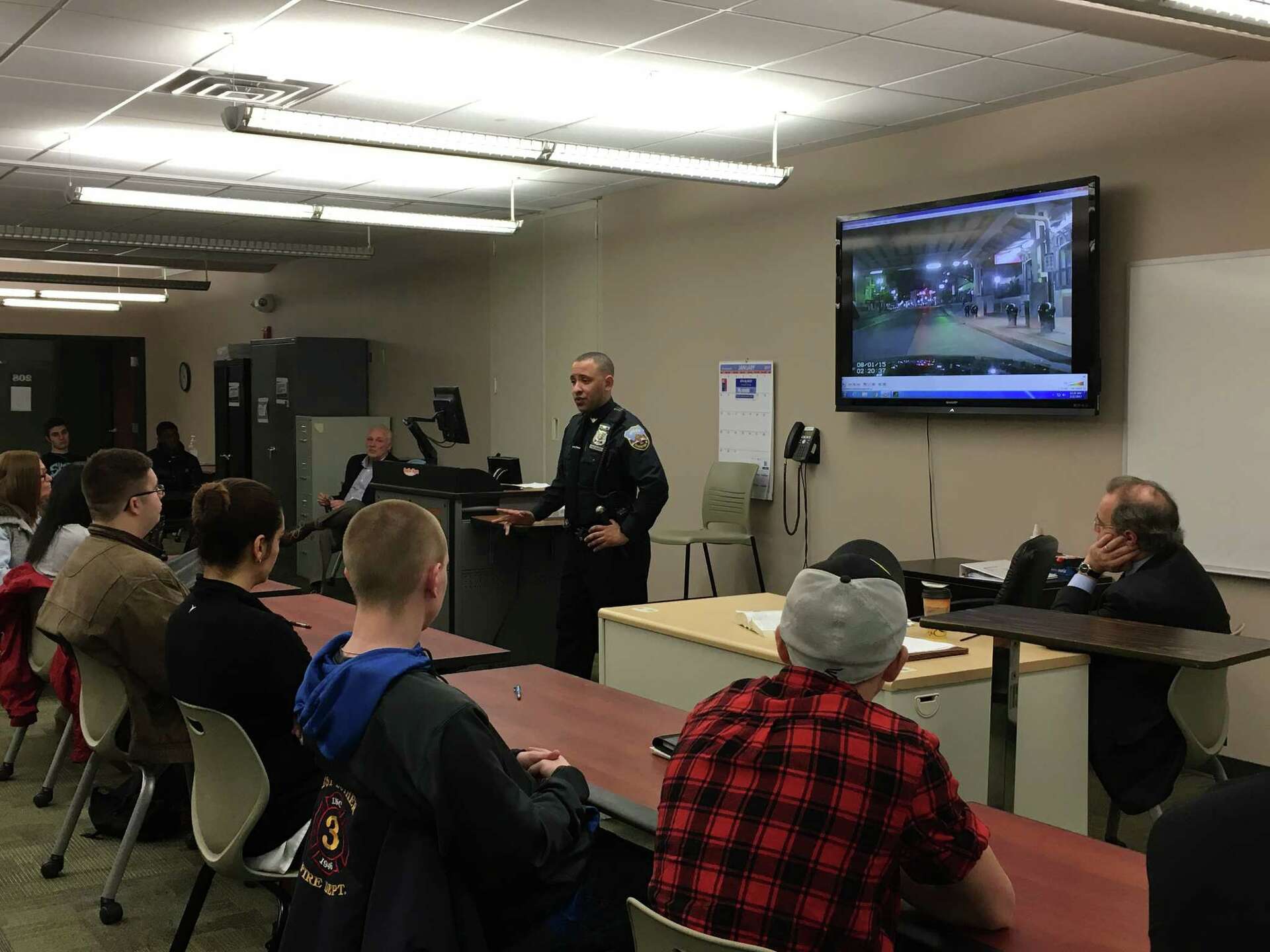 Schenectady cop recalls brutal attack in student address