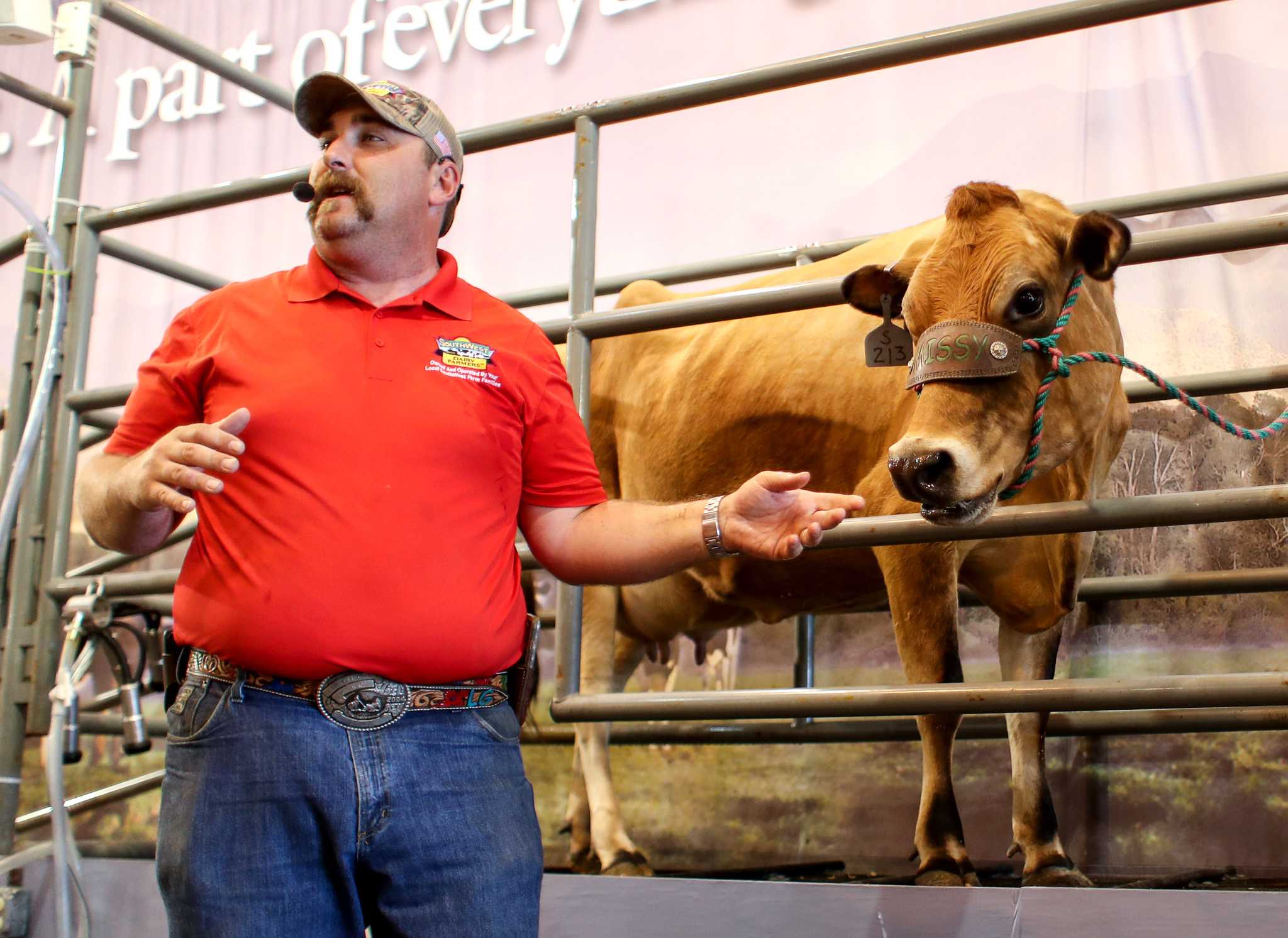 Gross-out comedy appeals to kids at Rodeo dairy demo