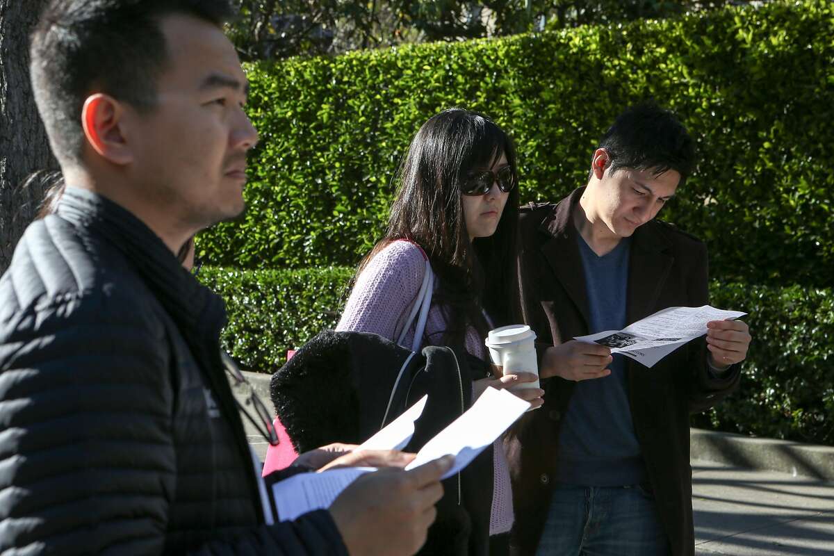 Pro-immigrant demonstrators rally outside Peter Thiel’s SF home