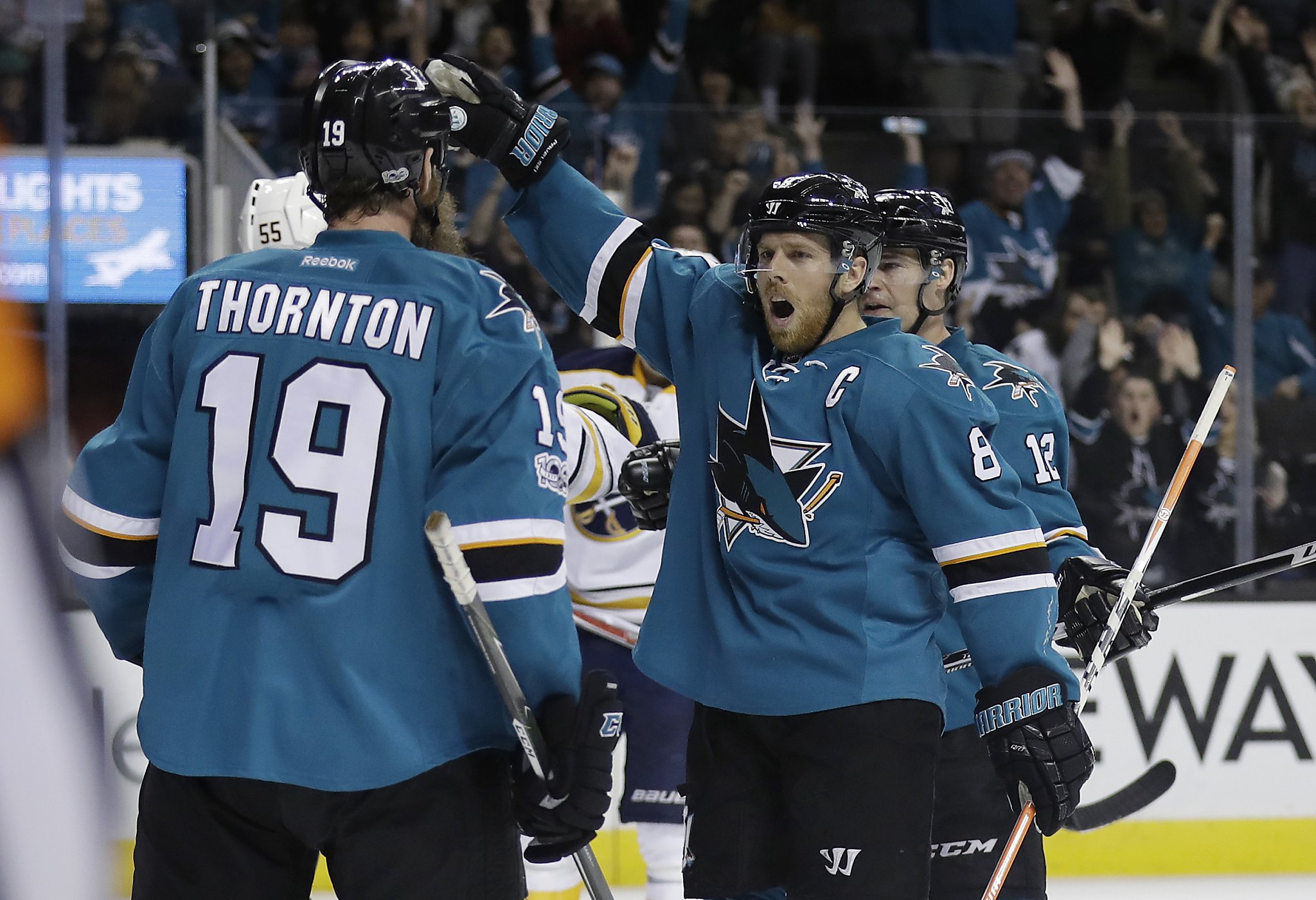 Joe Pavelski scores two goals as Sharks top Sabres