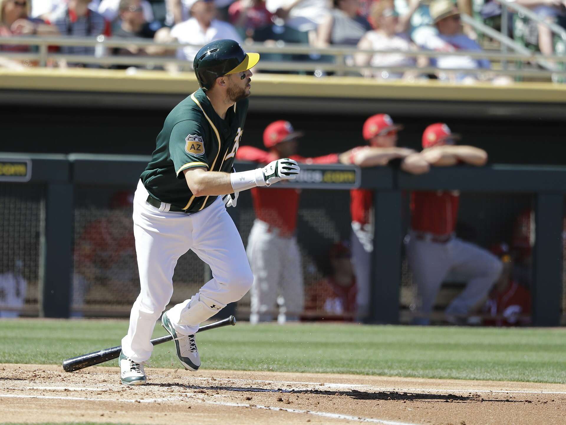 A’s Trevor Plouffe says leg injury is minor