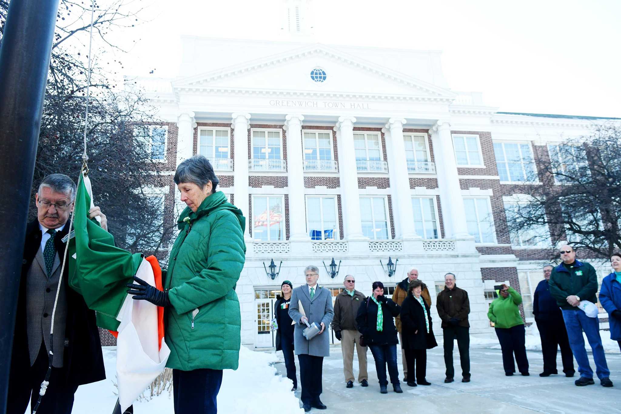 Greenwich celebrates St. Pat’s with flag-raising