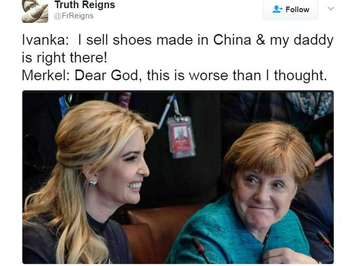 Photos of Ivanka Trump and German Chancellor Angela Merkel widely ...