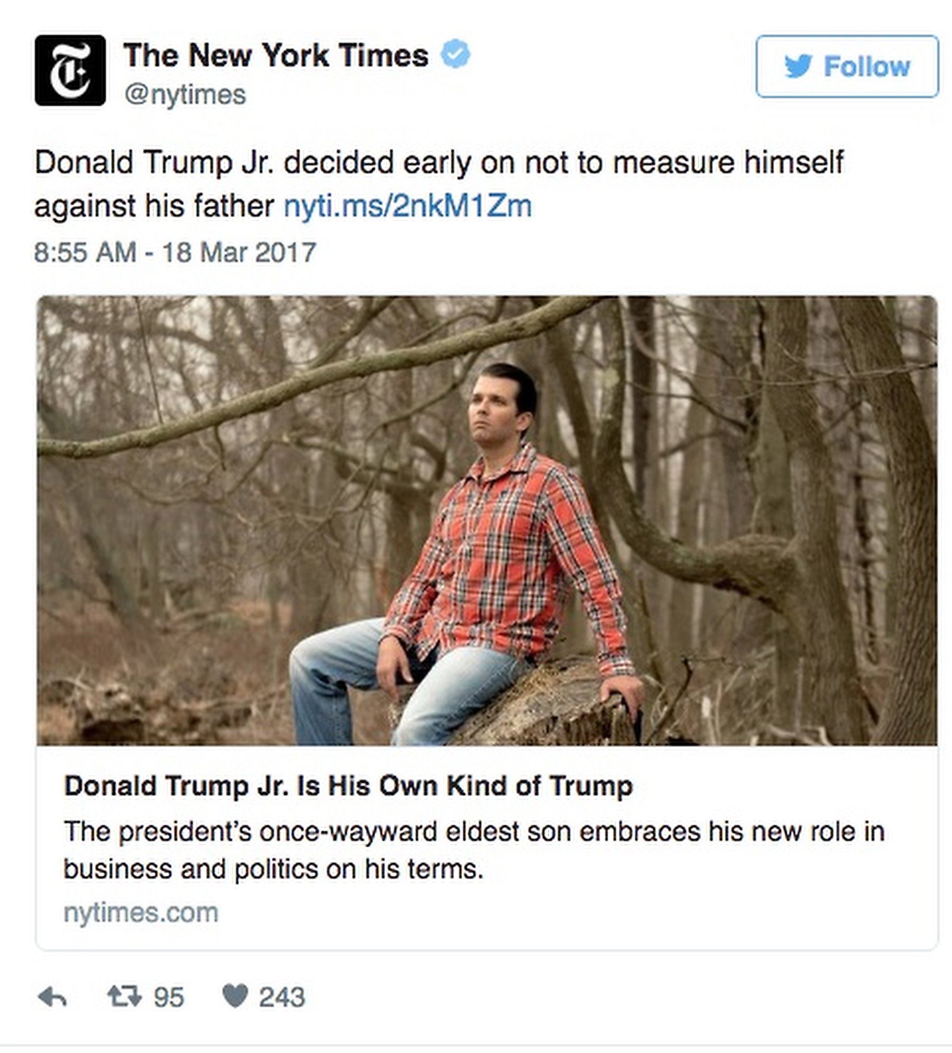 Twitter trolls Trump Jr. lumberjack pic