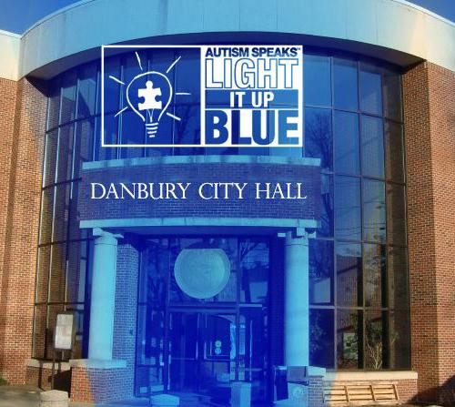 Advocate arranges blue light autism awareness event at Danbury City Hall
