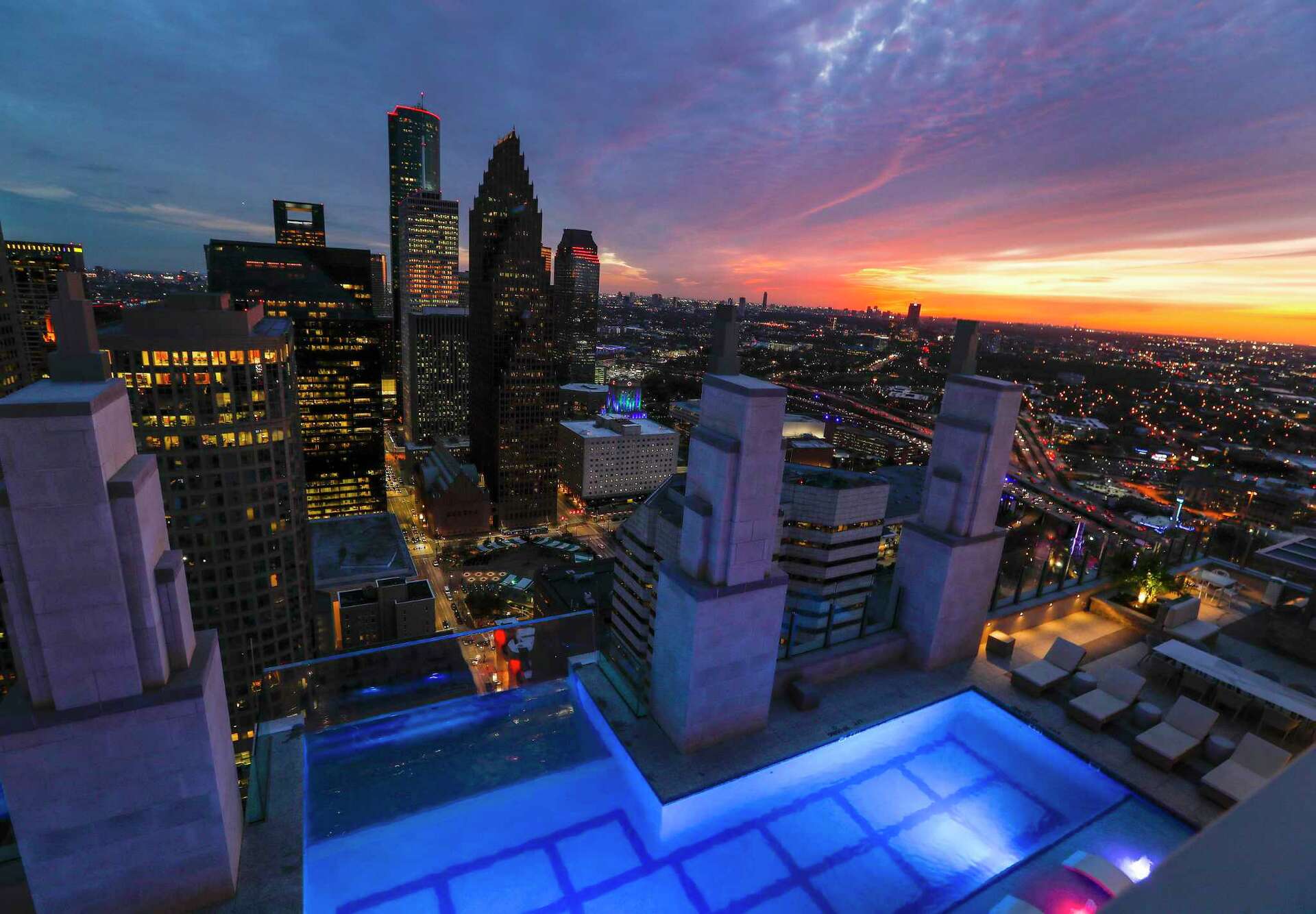 Take a look at downtown Houston, from a pool 40 stories high