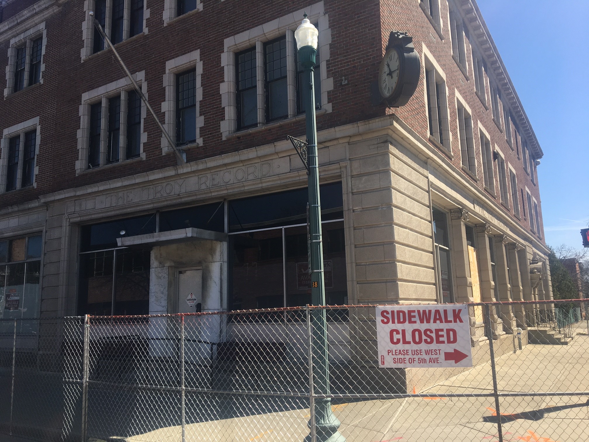 Work begins again on former Troy Record building