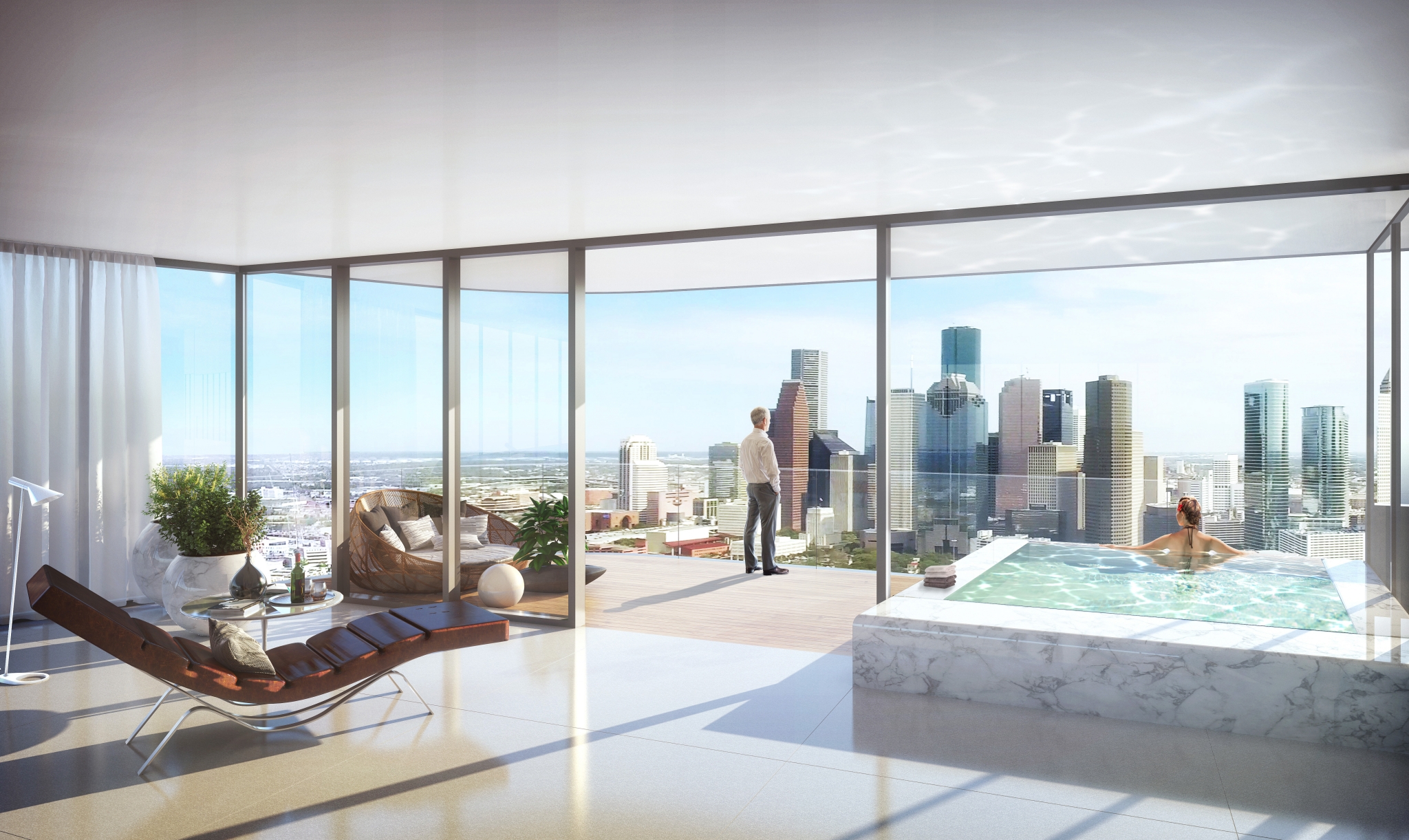An early look at proposed upscale development overlooking Buffalo Bayou