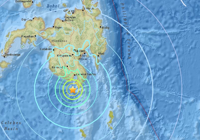 Magnitude 7.2 earthquake strikes south of Davao, Philippines