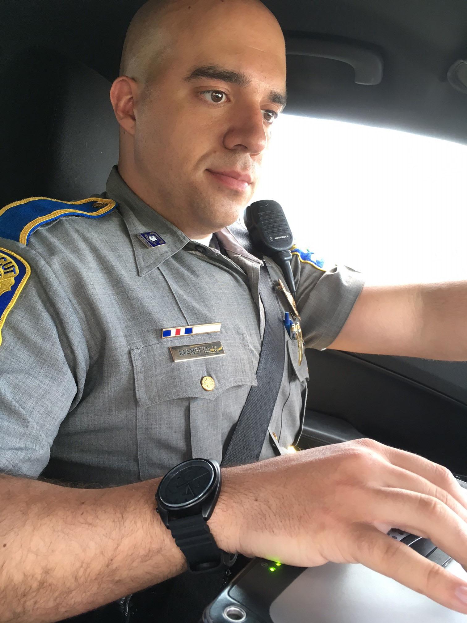 Getting There: View of the road from a State Police car