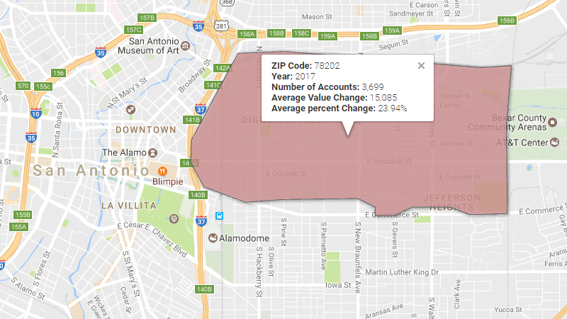 15 Bexar County ZIP codes with the biggest rise in property values in 2017