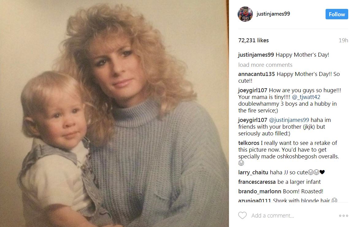 J.J. Watt shares a sweet throwback photo of mom Connie for Mother's Day