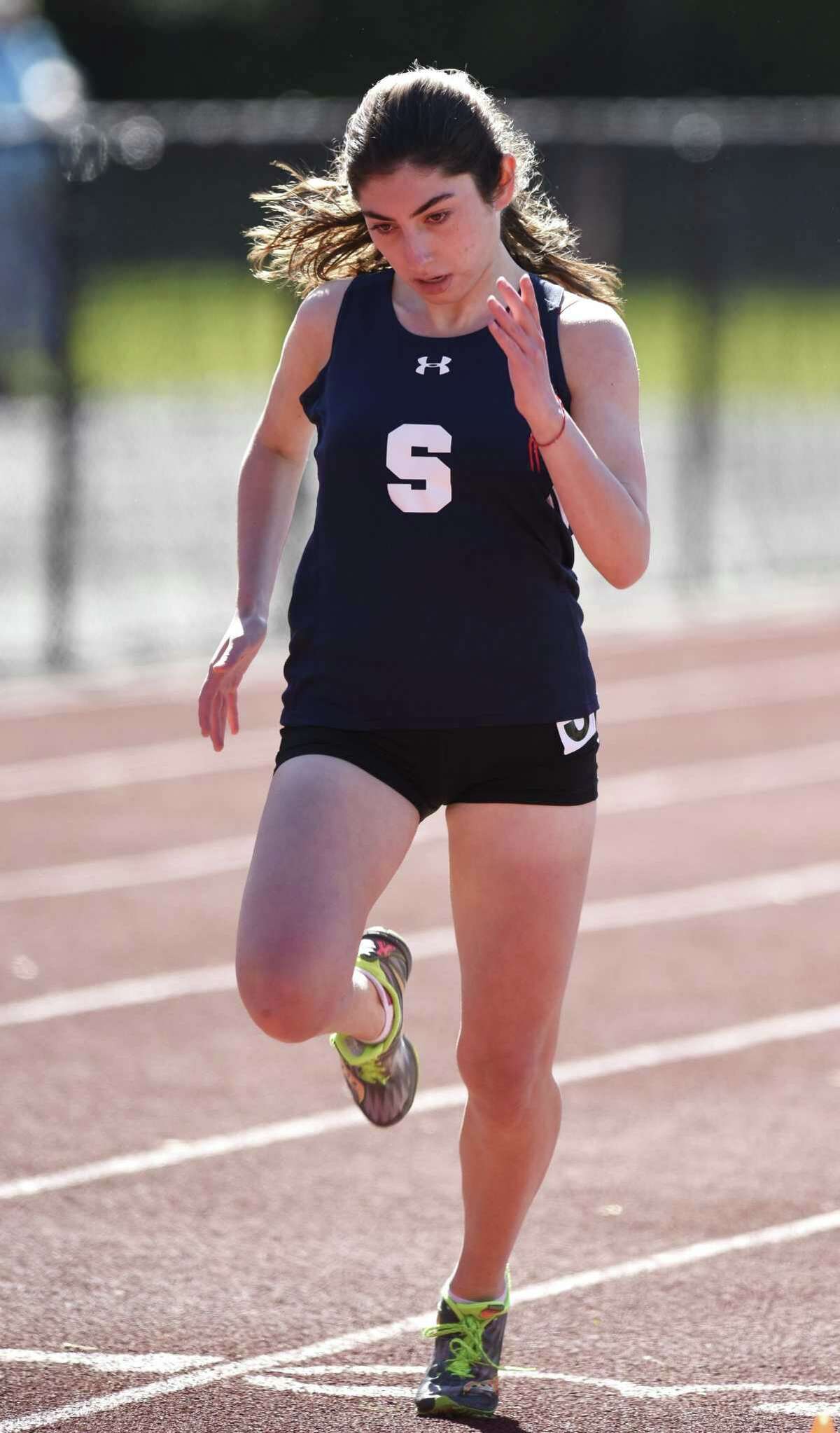Greenwich girls track team tops Staples on Senior Day