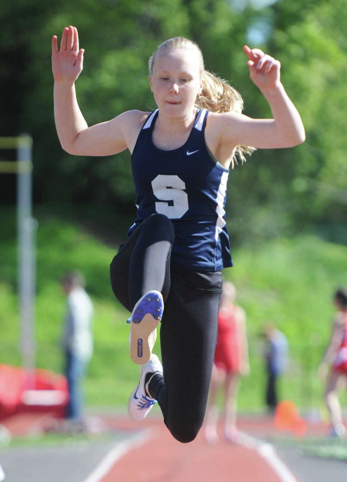 Greenwich girls track team tops Staples on Senior Day