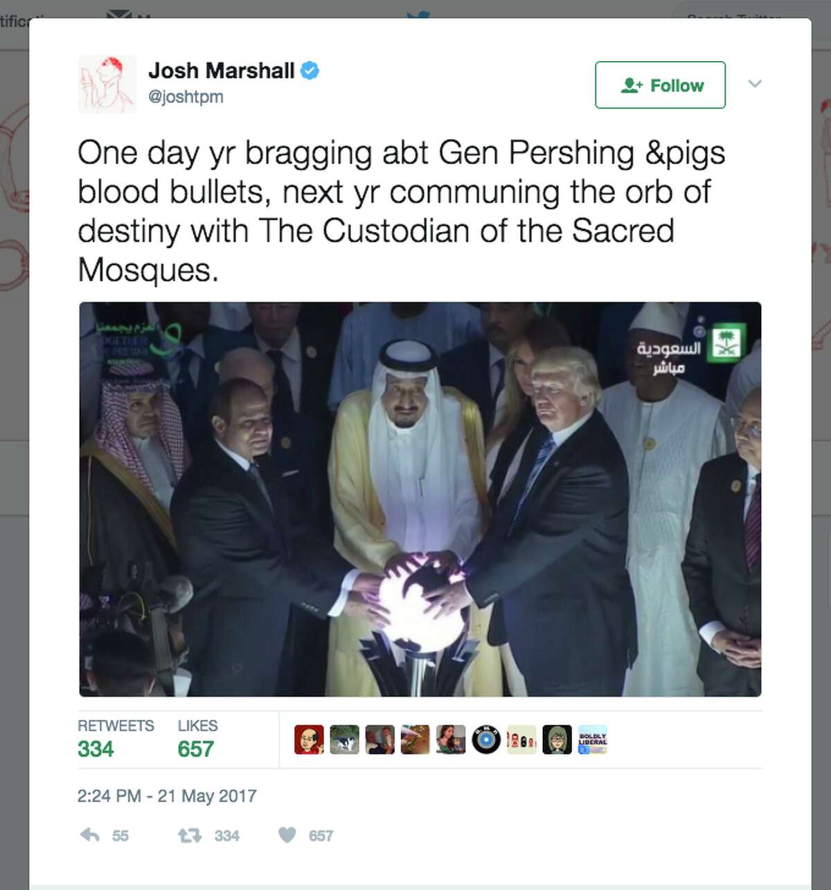 European leaders appear to tease Trump's glowing orb photo