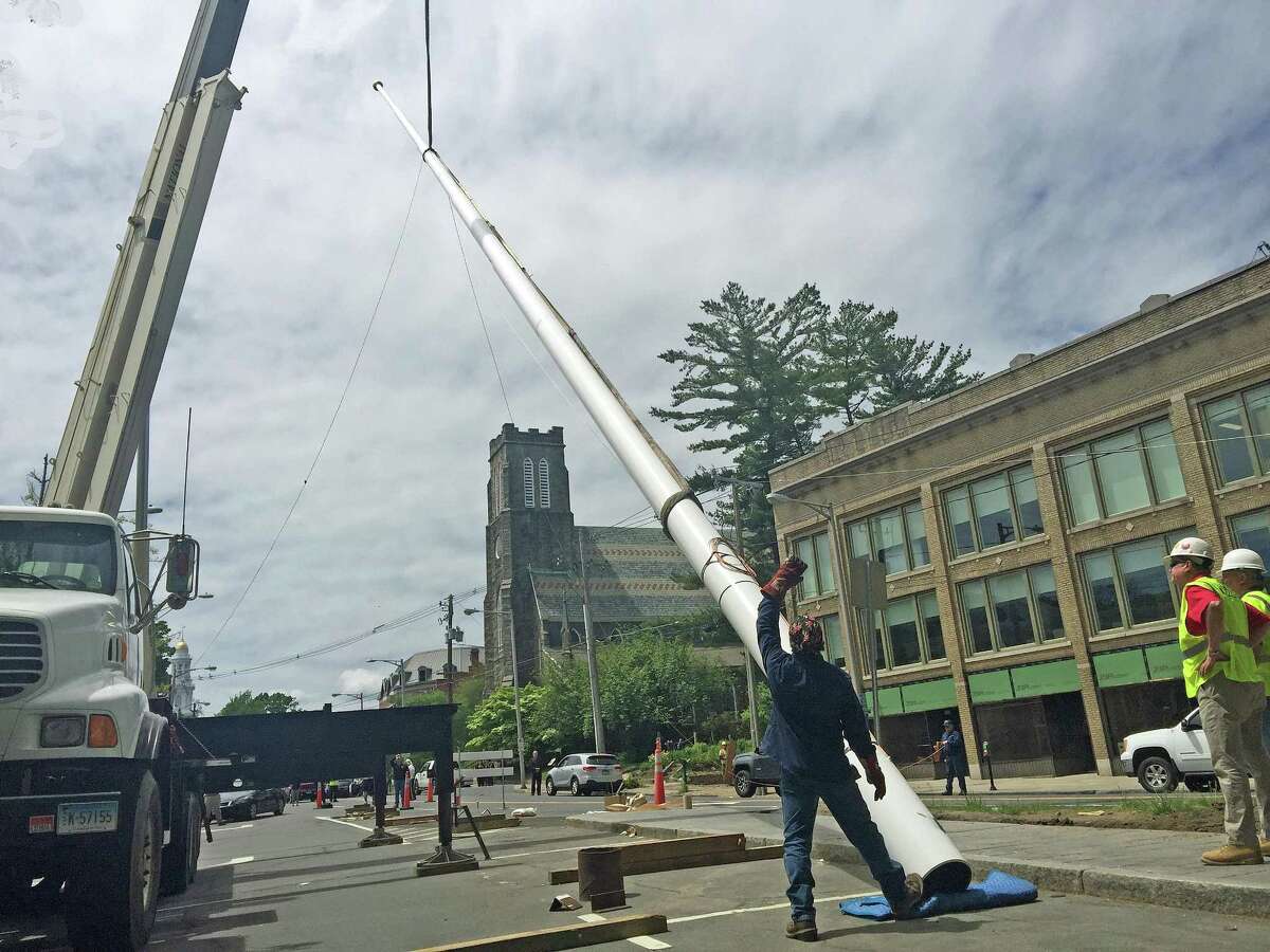 Photos of Danbury’s 100-foot flagpole-raising