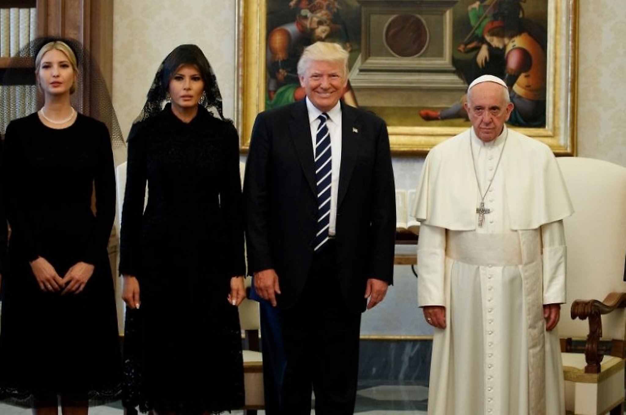 'Omen' kid makes Trump-pope portrait even creepier