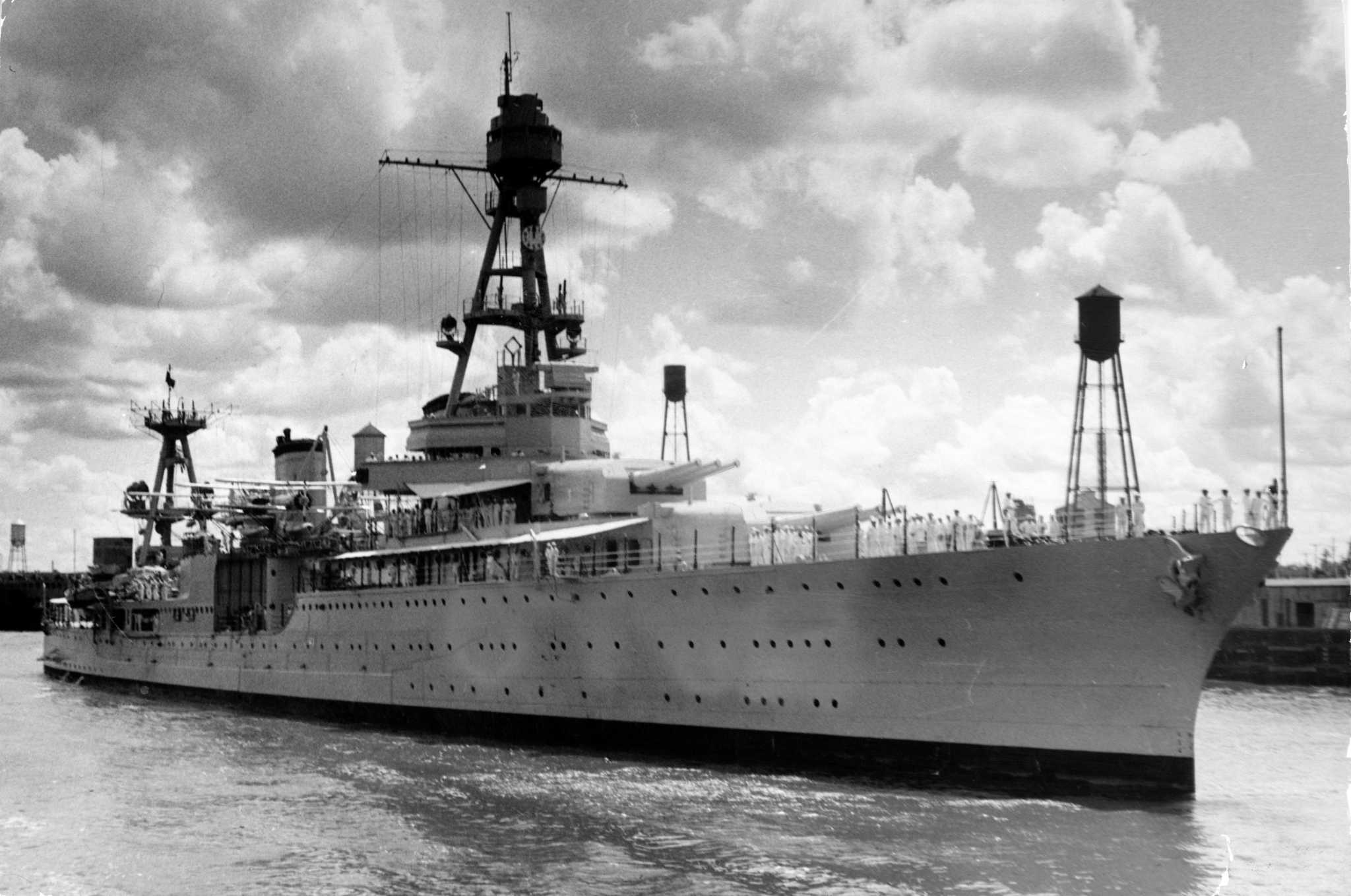 Rare photos show USS Houston visiting city
