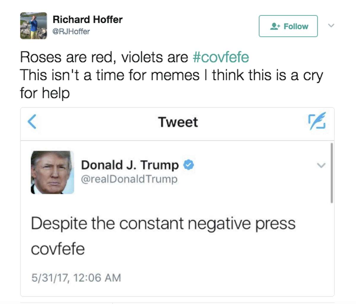 Twitter loses its mind over Trump's 'covfefe' tweet