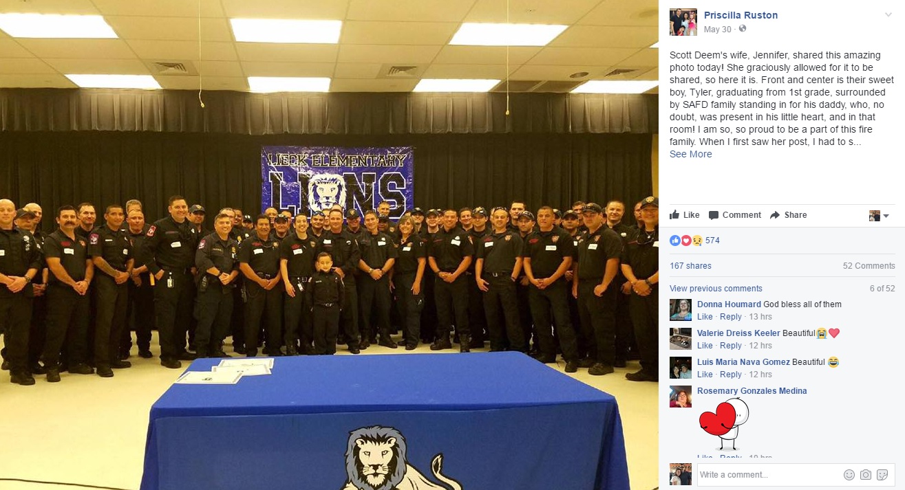 In heartwarming showing, SAFD firefighters line room at Scott Deem's ...