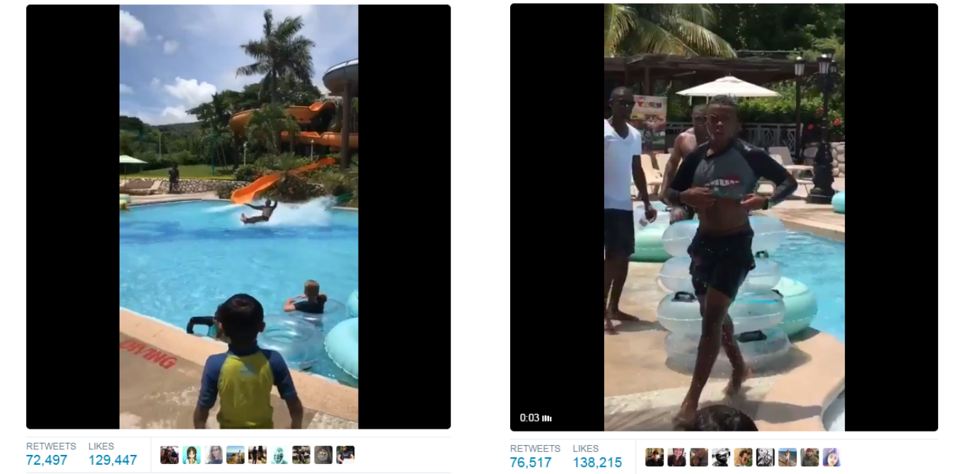 Man's physics-defying water slide stunt mystifies Twitter