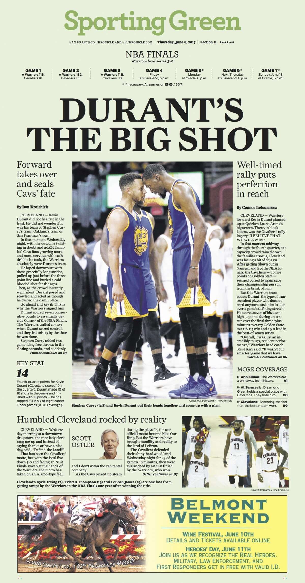 'Champs Again': Own the historic Chronicle page featuring the Warriors' win