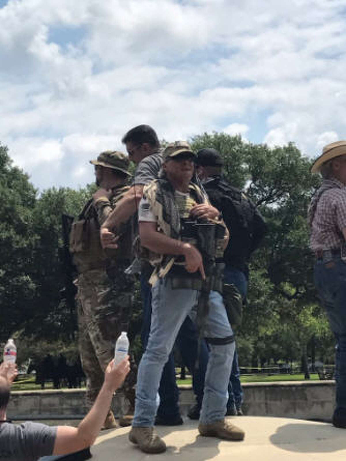 Armed protesters at Hermann Park defend Sam Houston statue