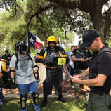 Armed protesters at Hermann Park defend Sam Houston statue - Houston ...