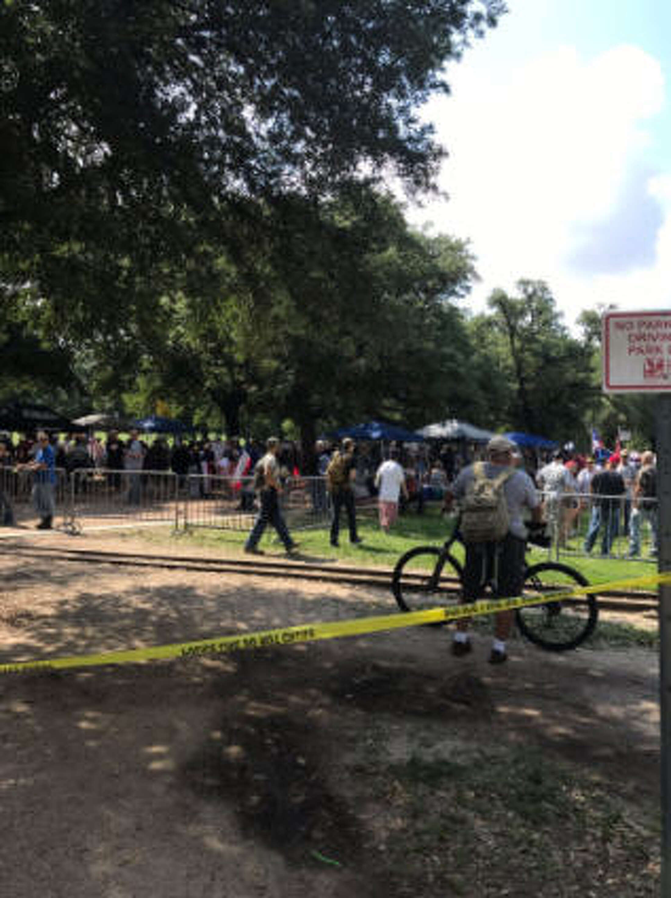Armed protesters at Hermann Park defend Sam Houston statue