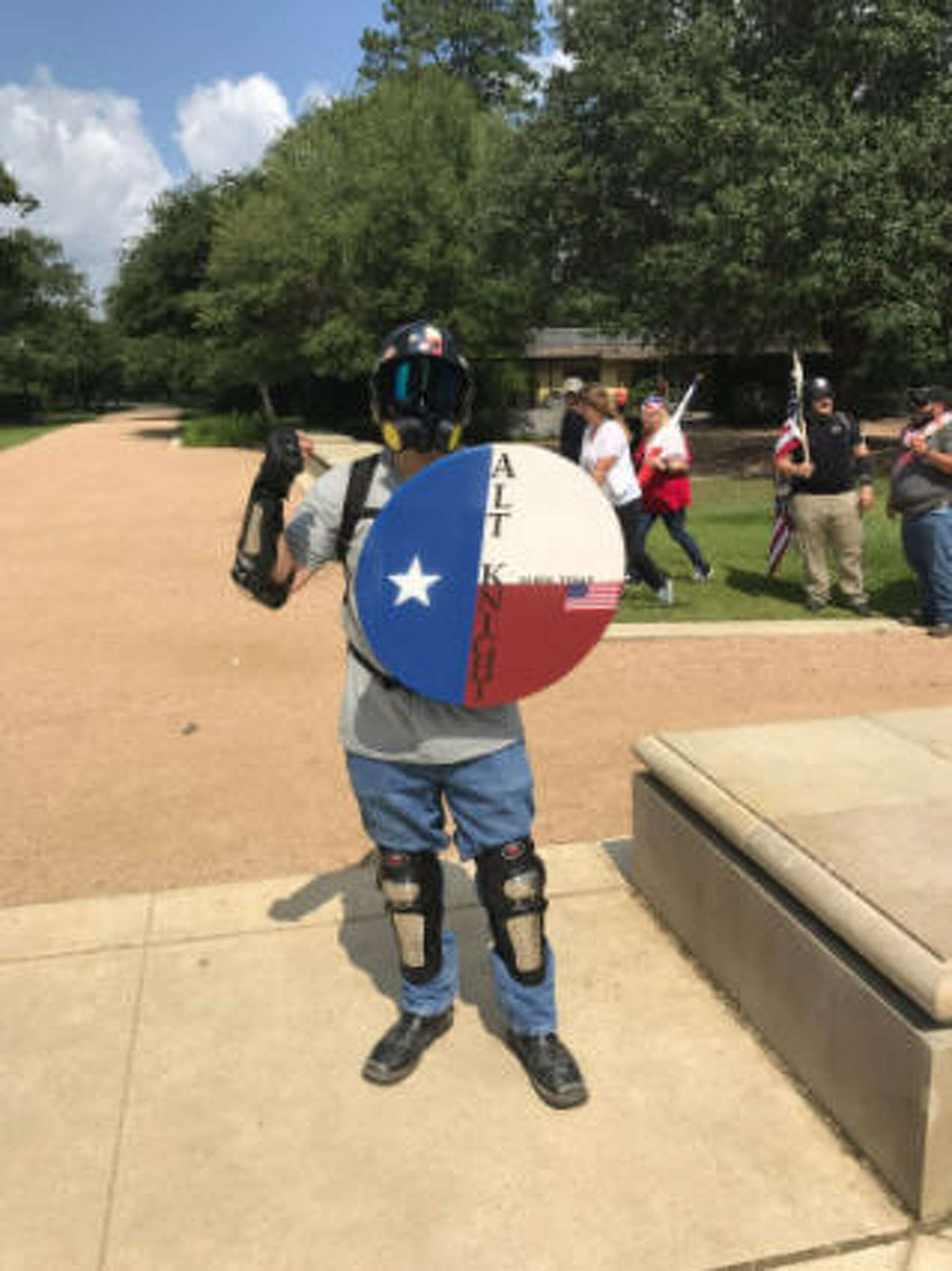Armed protesters at Hermann Park defend Sam Houston statue