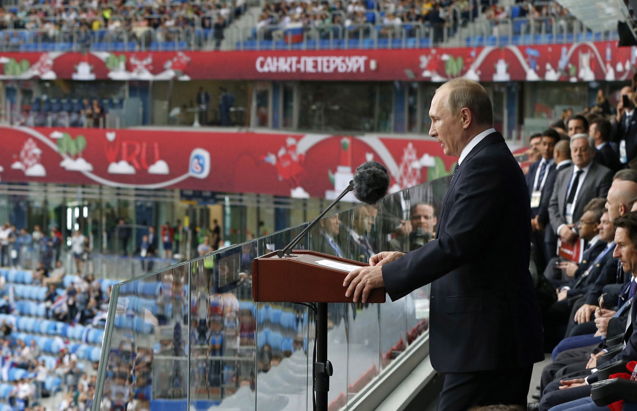 Russian national team delivers with Vladimir Putin in attendance
