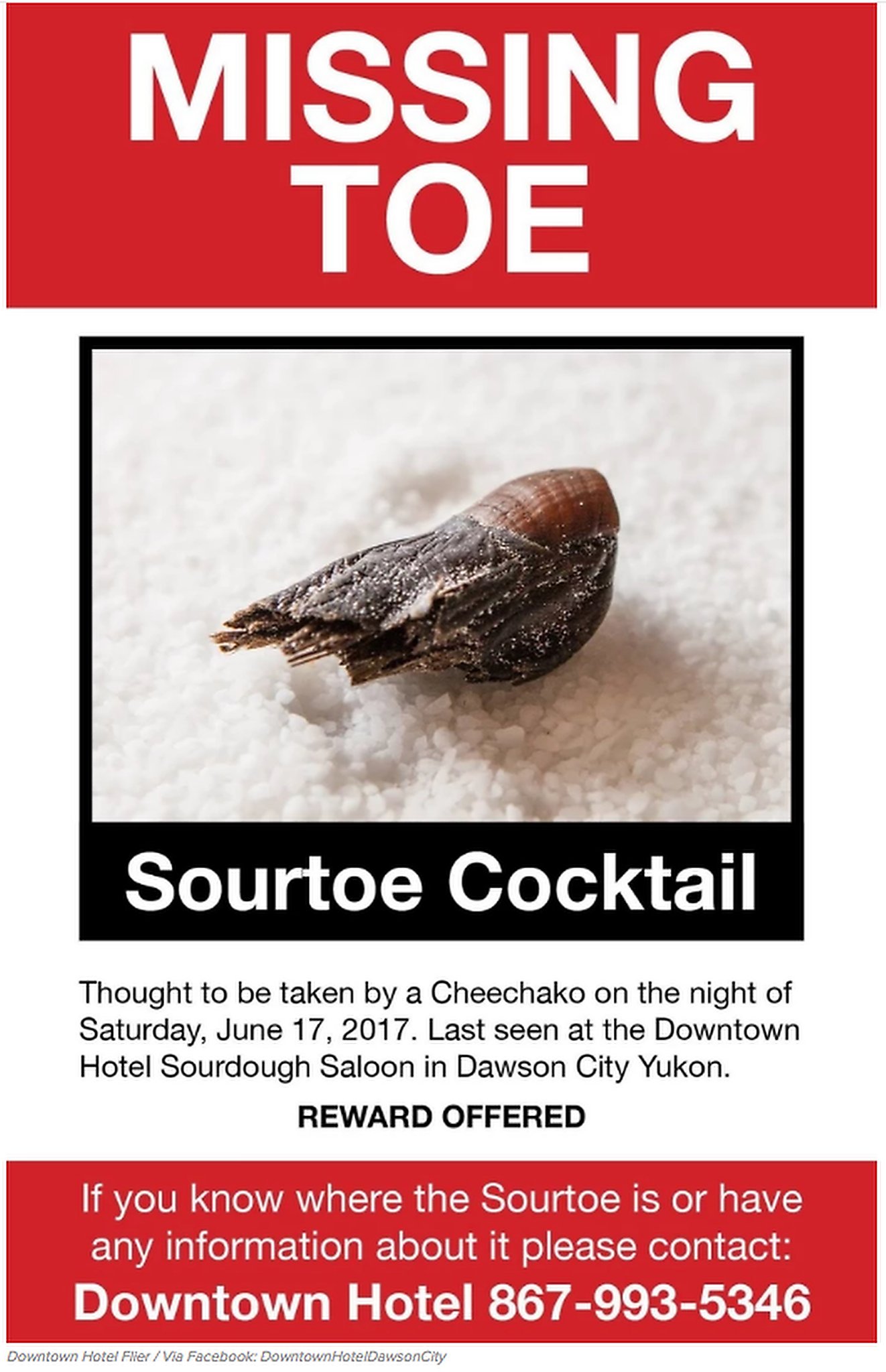 Severed toe used to make cocktails stolen from Yukon bar