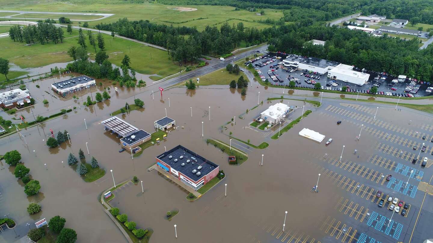 Images from drone show flooding near Midland Mall