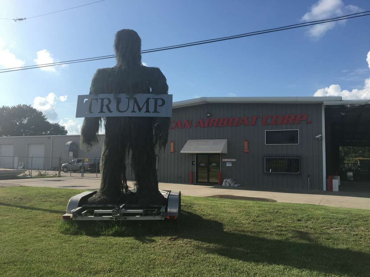 What's the story behind the towering 'Trump' swamp monster in Orange ...