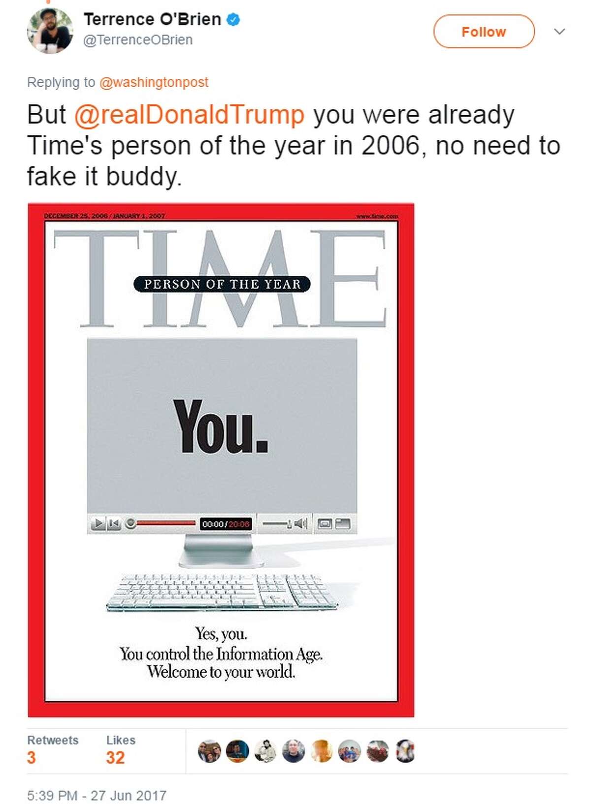 Twitter goes wild over President Donald Trump's fake Time cover