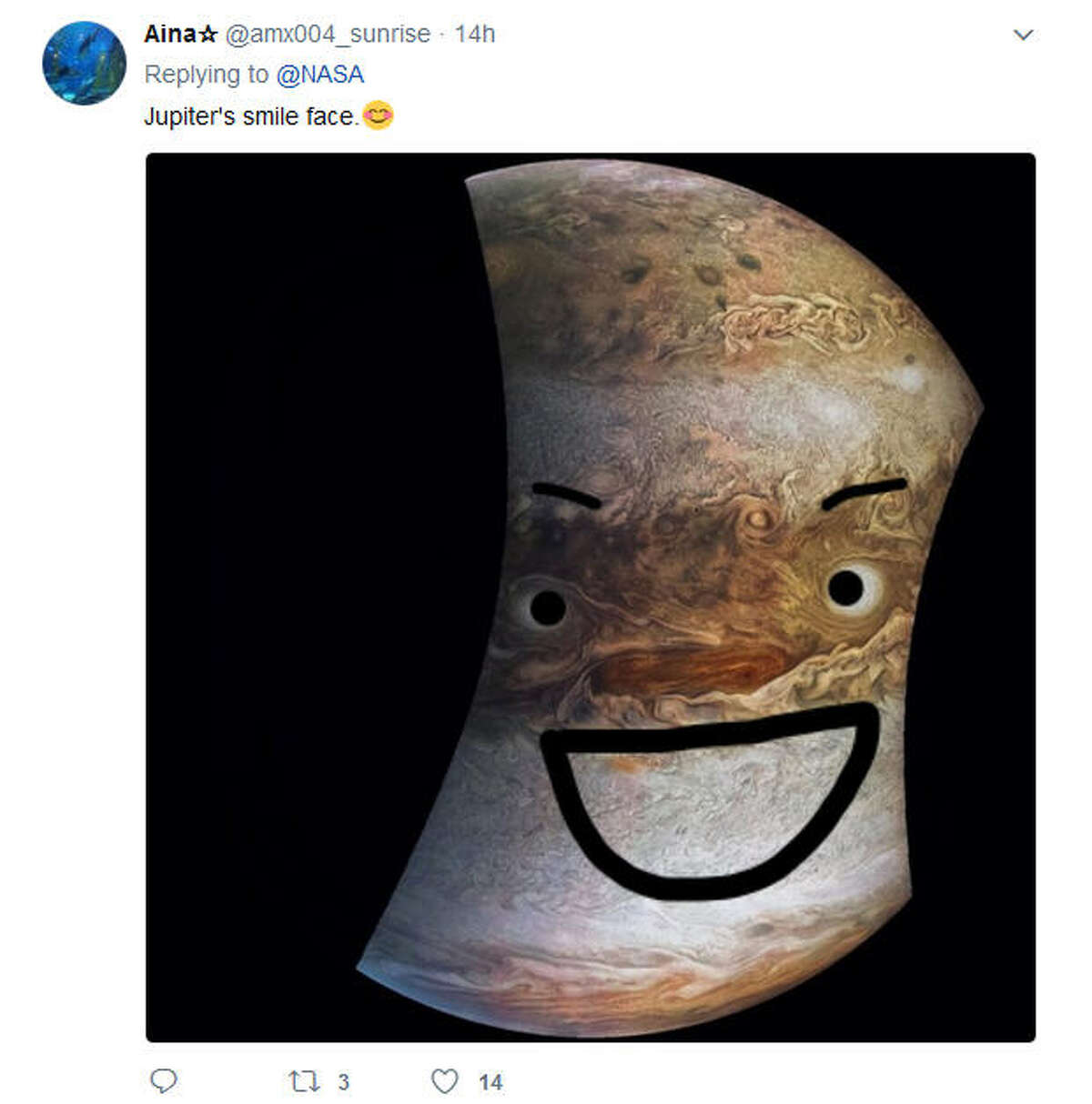 NASA tries to kickstart memes with a photo of Jupiter's 'face'