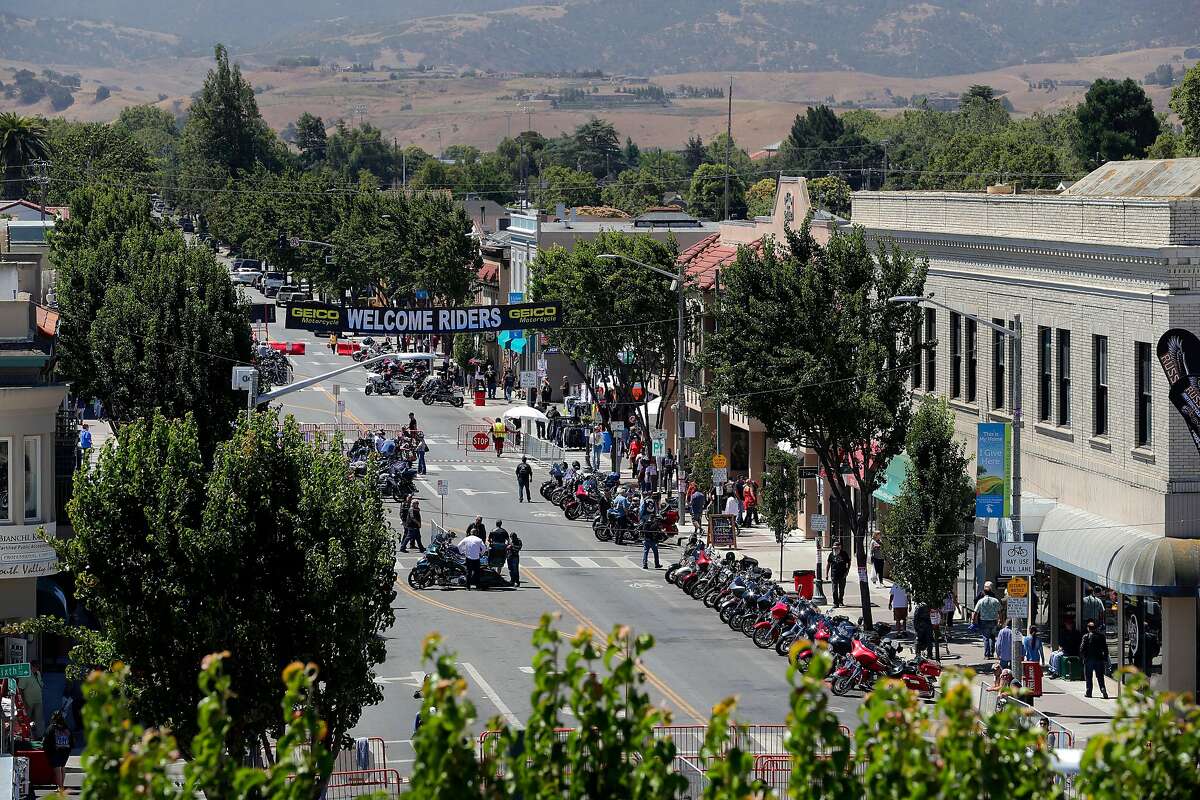 The mild ones: No Marlon Brandos in sight as bikers mob Hollister