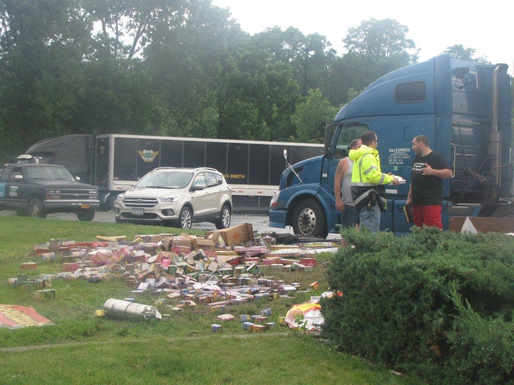 Firework tent collapses during storm