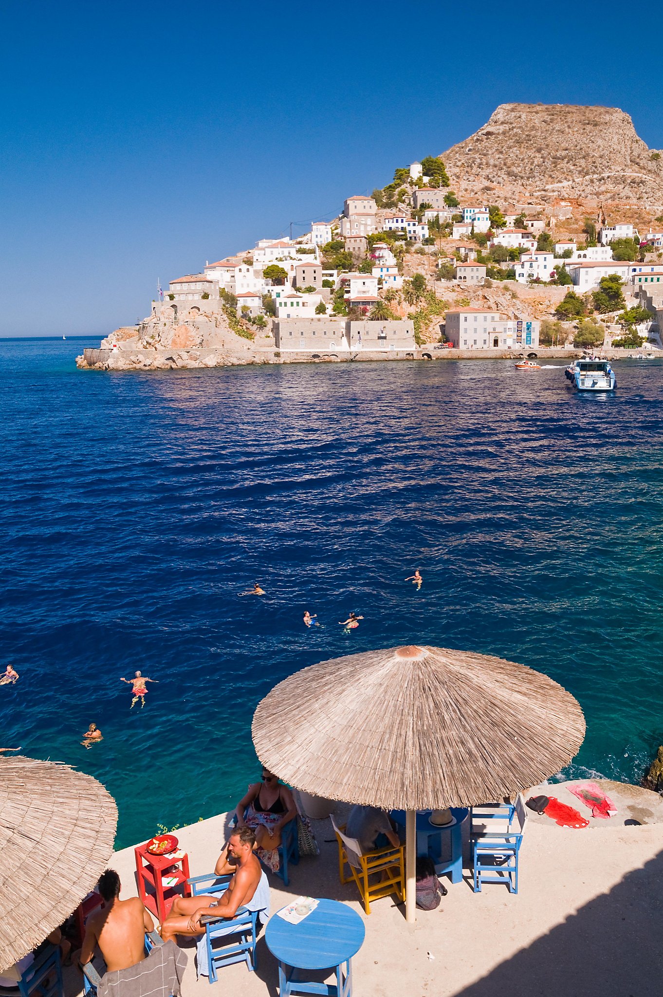 Hydra, a Greek island reached by ferry, offers slower pace