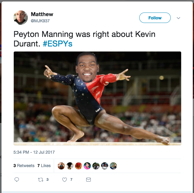 Kevin Durant Espy Memes Kevin Durant Tweets About Peyton Manning's