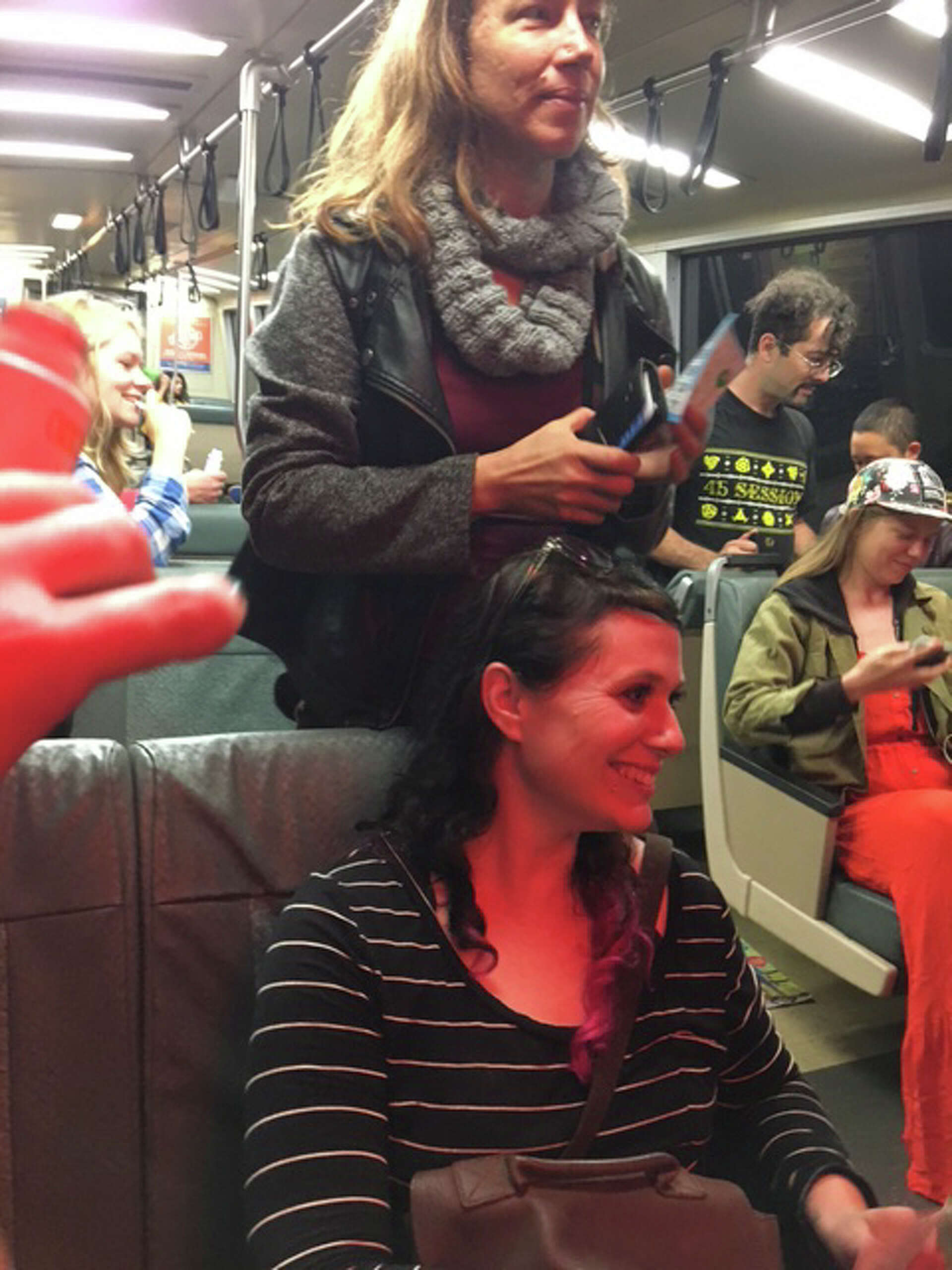 BART cars transformed into psychedelic bingo halls