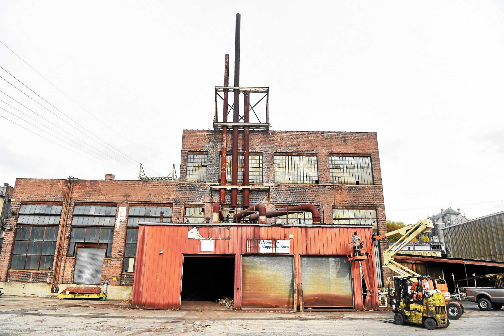 Smokestacks at former Ansonia Copper & Brass plant come down