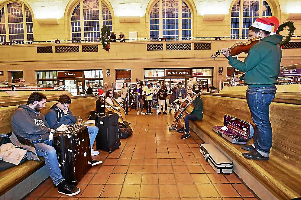 Music Haven students hold classical flash mob at New Haven’s Union Station