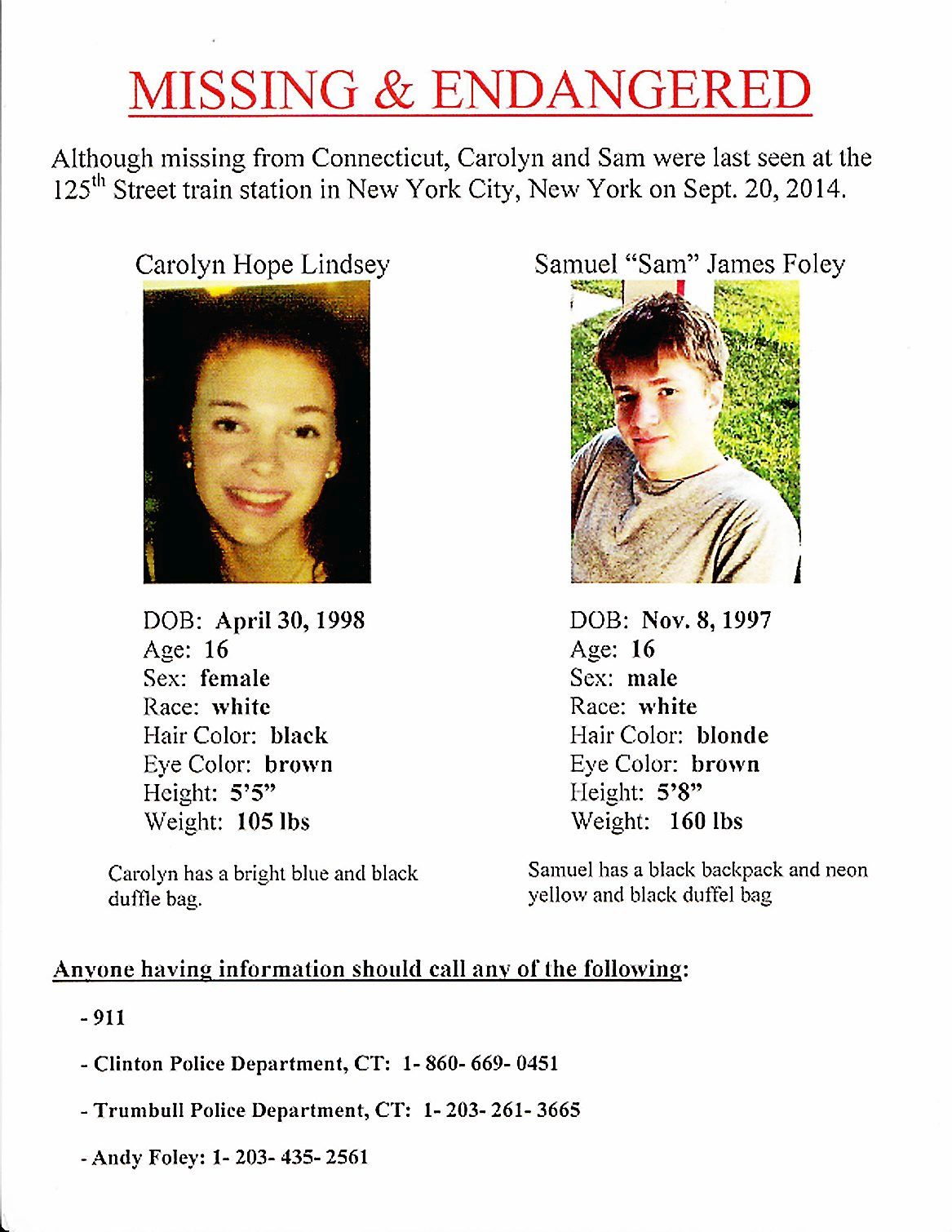 Missing: Madison students last seen months ago in Harlem