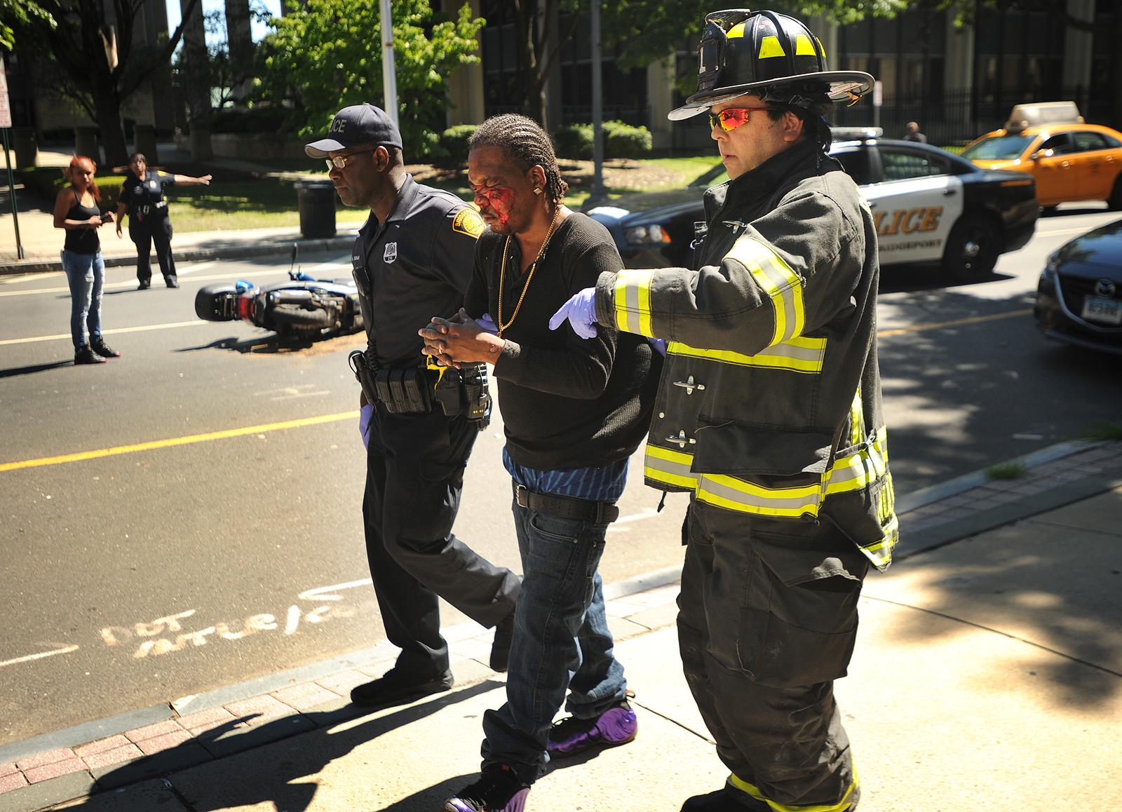 Bridgeport police, fire and AMR respond to scooter accident